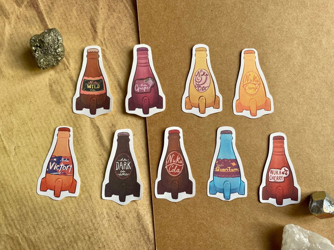 9pc Fallout Nuka Cola Inspired Sticker Set || Nuka Cola Bottles Video ...