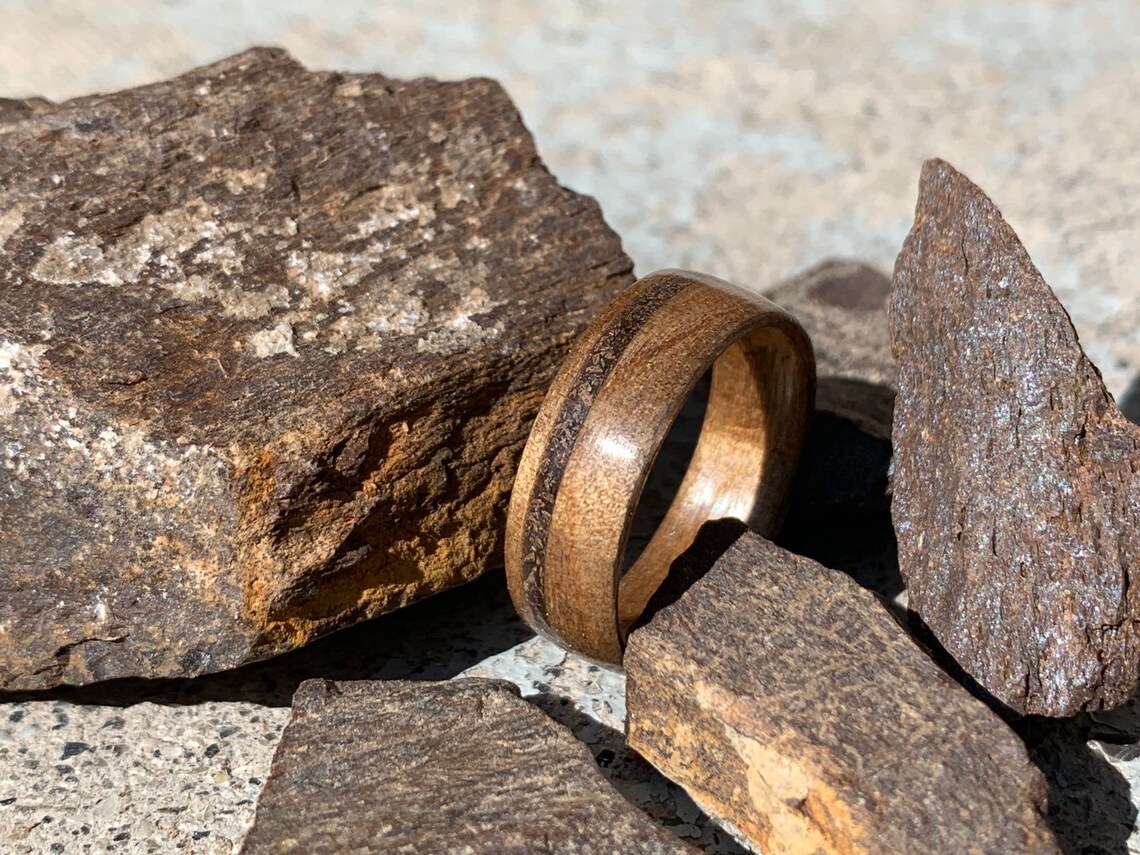 Dinosaur Bone and Fumed Aspen Wood Ring - Etsy