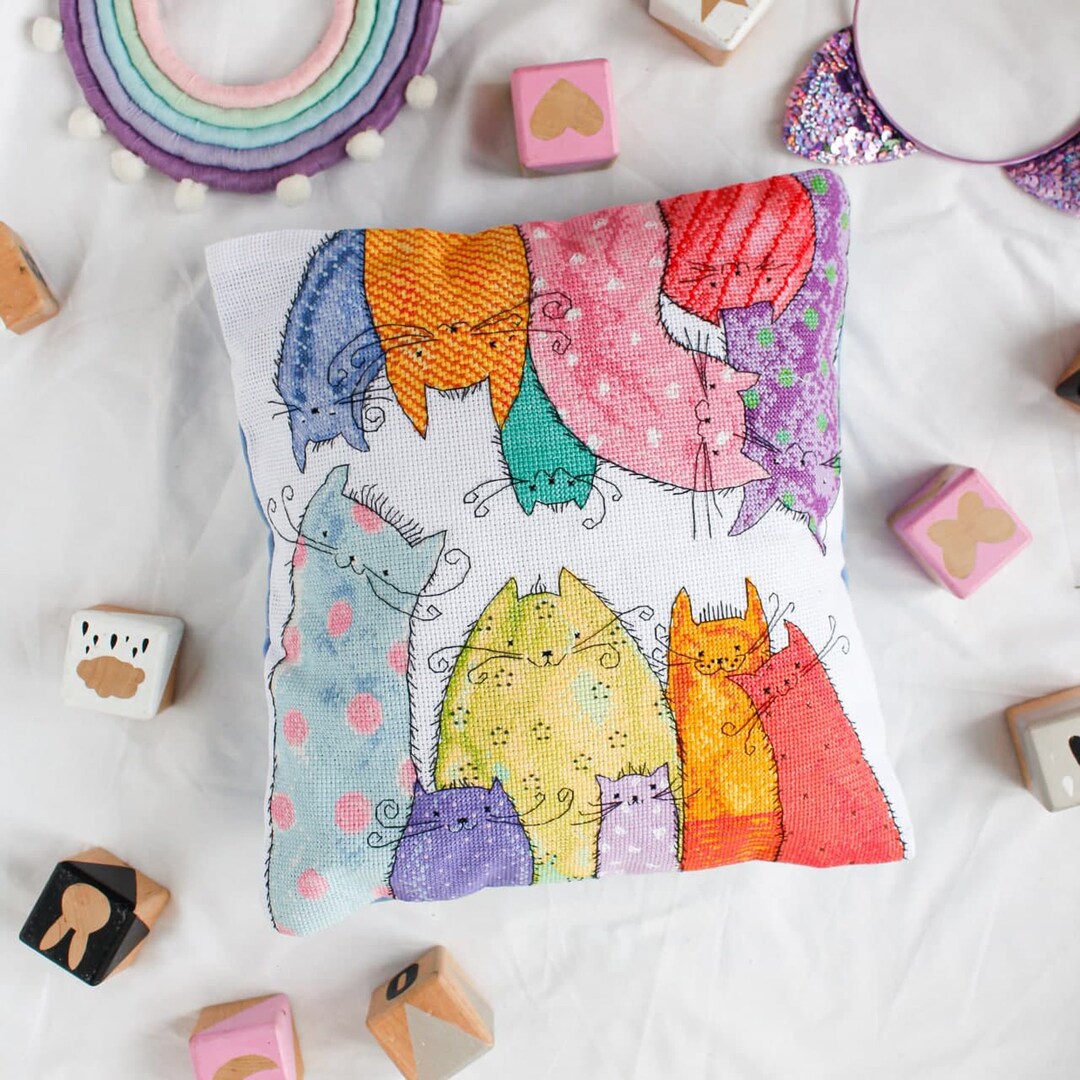 Kit Pillow Cross Stitch Embroidery Set Pillow Case DIY Pillowcase Cross ...