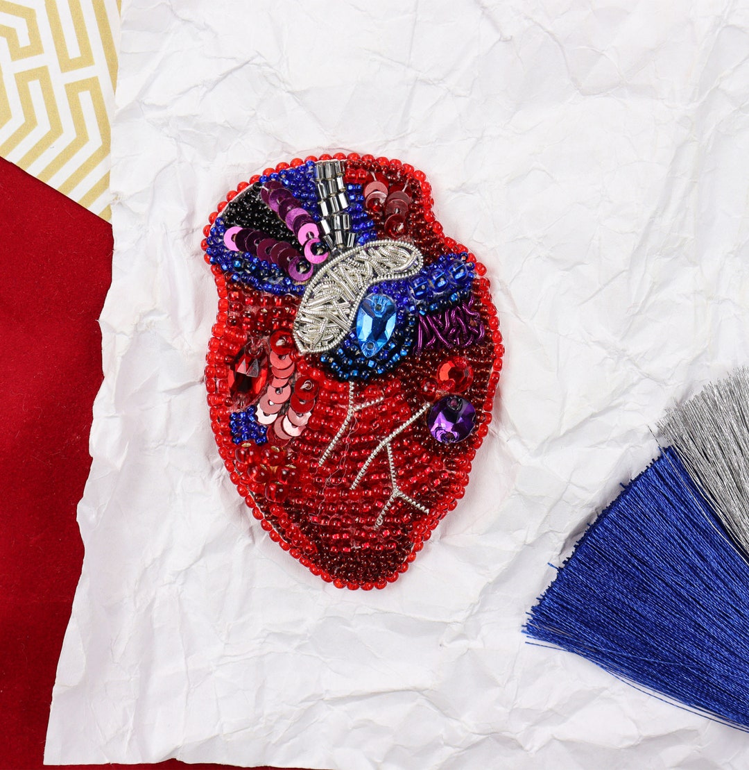 Kit Making Brooch "heartbeat" Kit for Beadwork Needlework Beaded Brooch ...