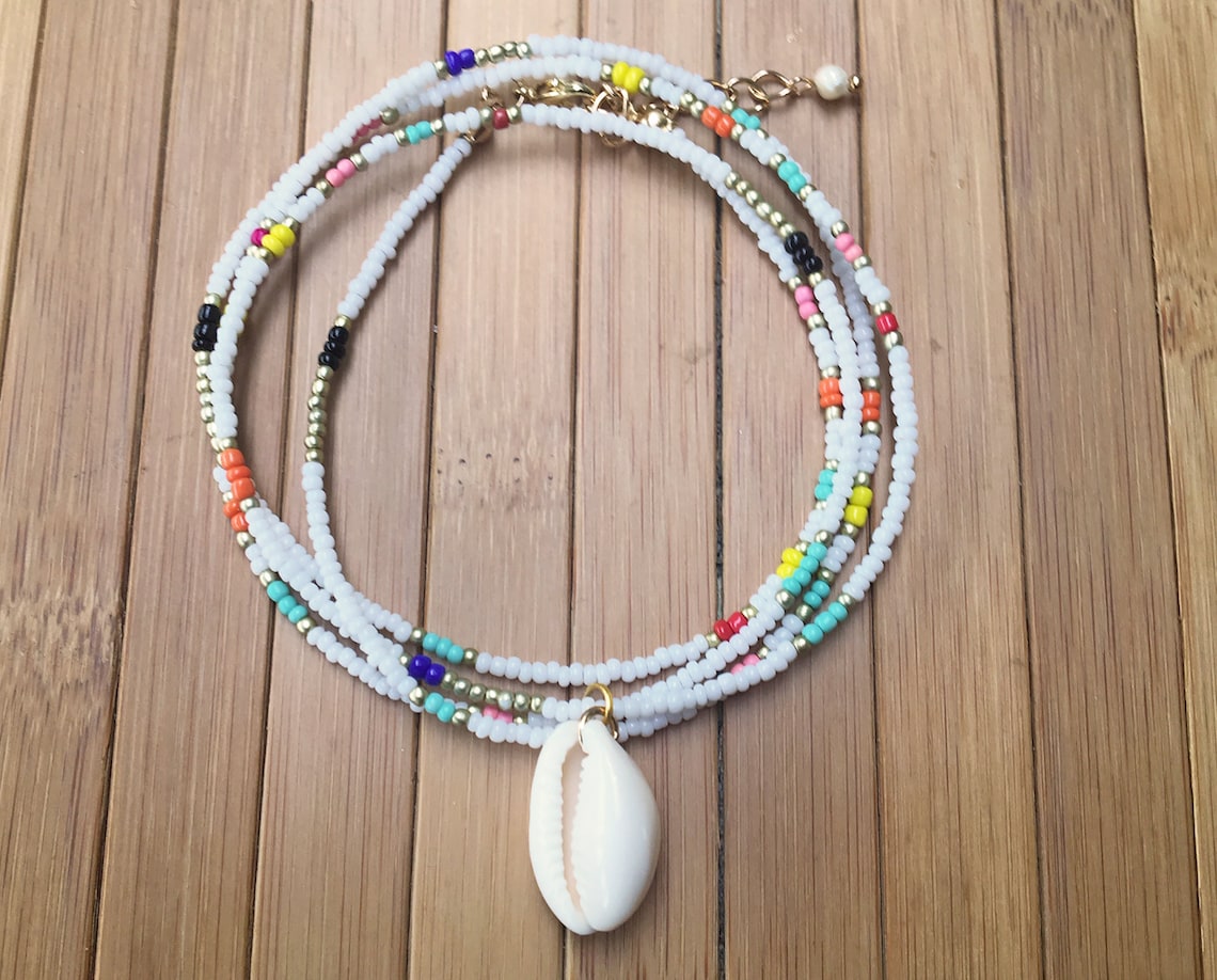 Shell Choker Cowrie Shell Necklace Hippie Layered Necklace Etsy