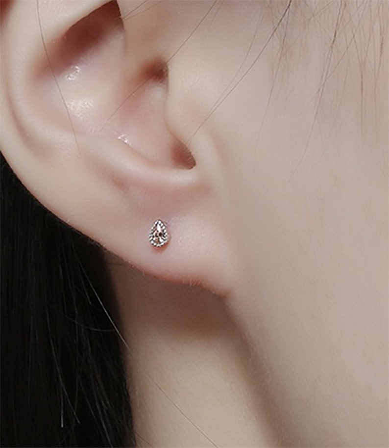 Sterling Silver Little Drop Shape Stud 3mm Tiny Drop Stud | Etsy