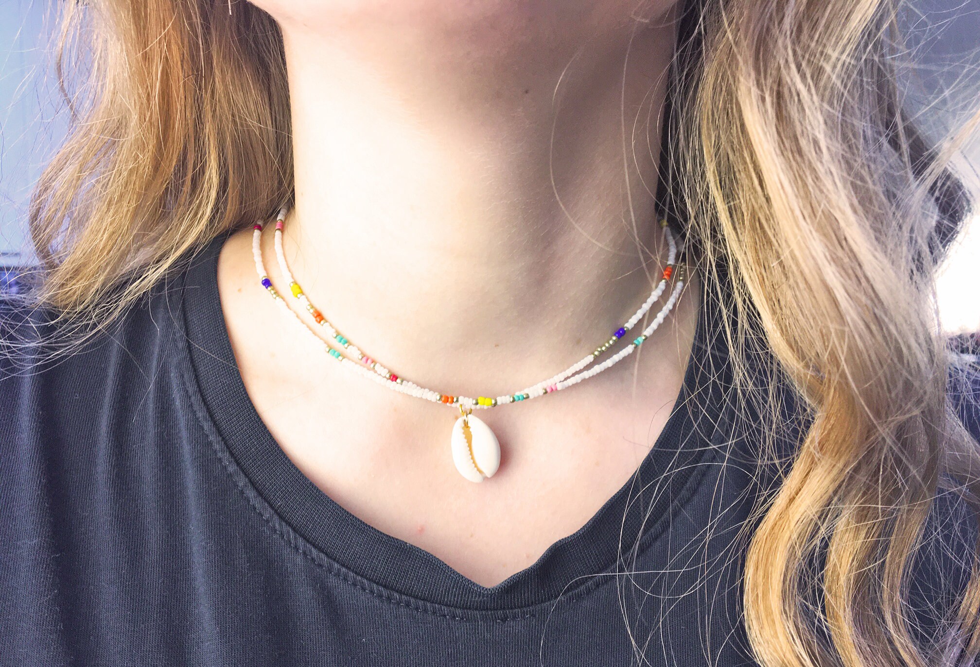 Shell Choker Cowrie Shell Necklace Hippie Layered Necklace | Etsy