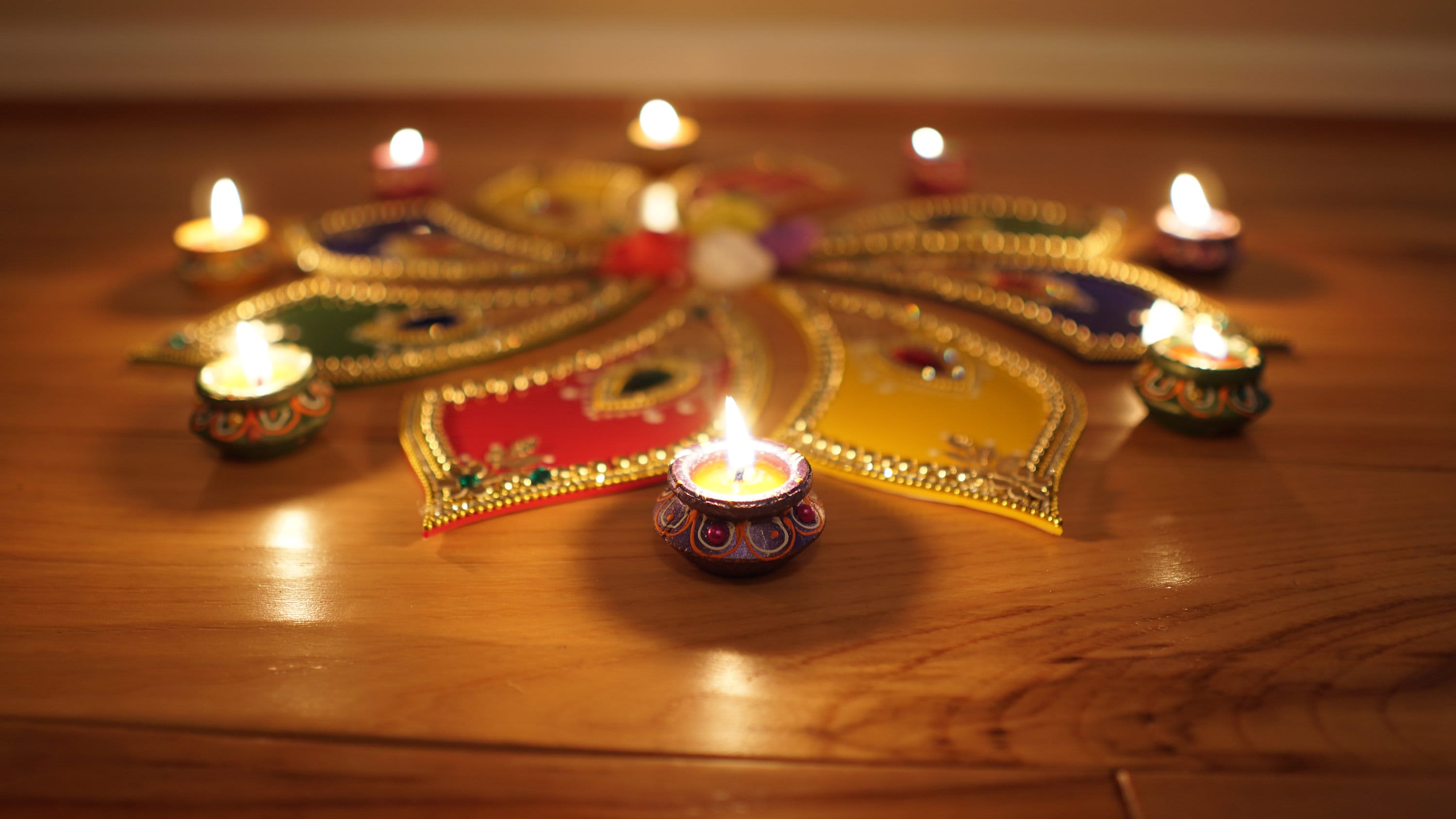 4 PC Hand Painted Clay Diya With Wax Diwali Handmade Diya - Etsy