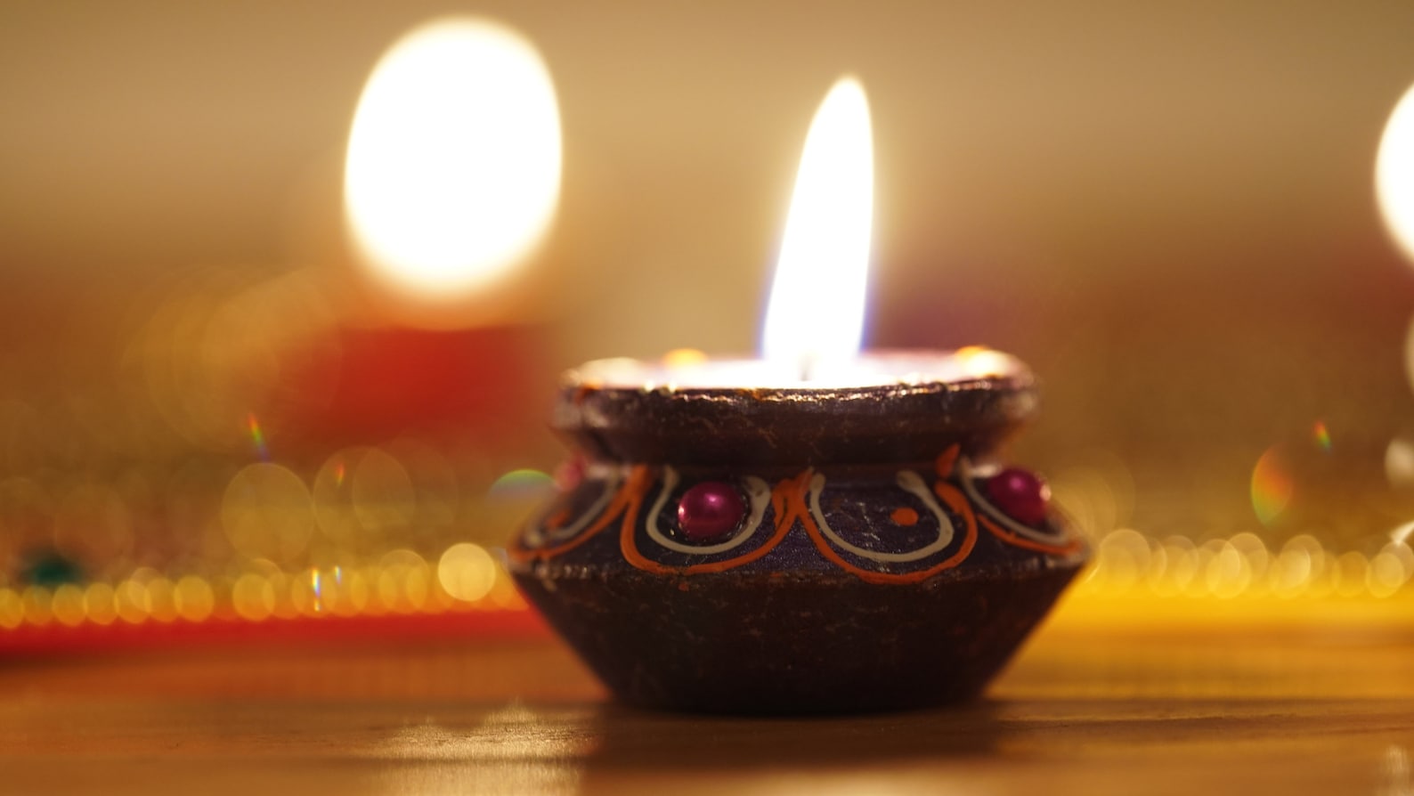 4 PC Hand Painted Clay Diya With Wax Diwali Handmade Diya | Etsy