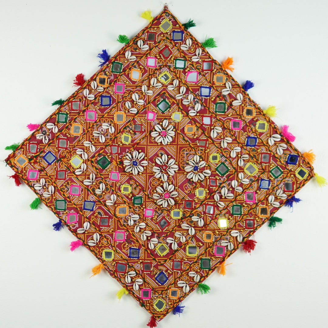 Handmade Bandhani Kori Work Wall Pc Boho Mirrorwork Wall - Etsy