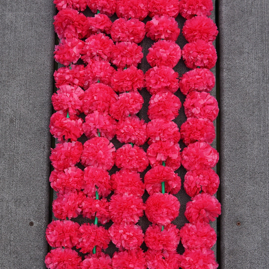 7 PC - 4.5 Feet Pink Marigold Garland | Party Decoration, Wedding or ...