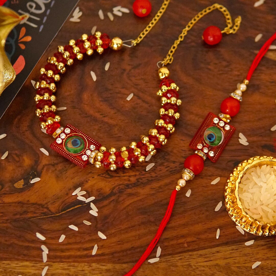 2 PC Bhaiya Bhabhi Rakhi Rakhi |indian Rakhadi for Foe Bhai and Bhahi ...