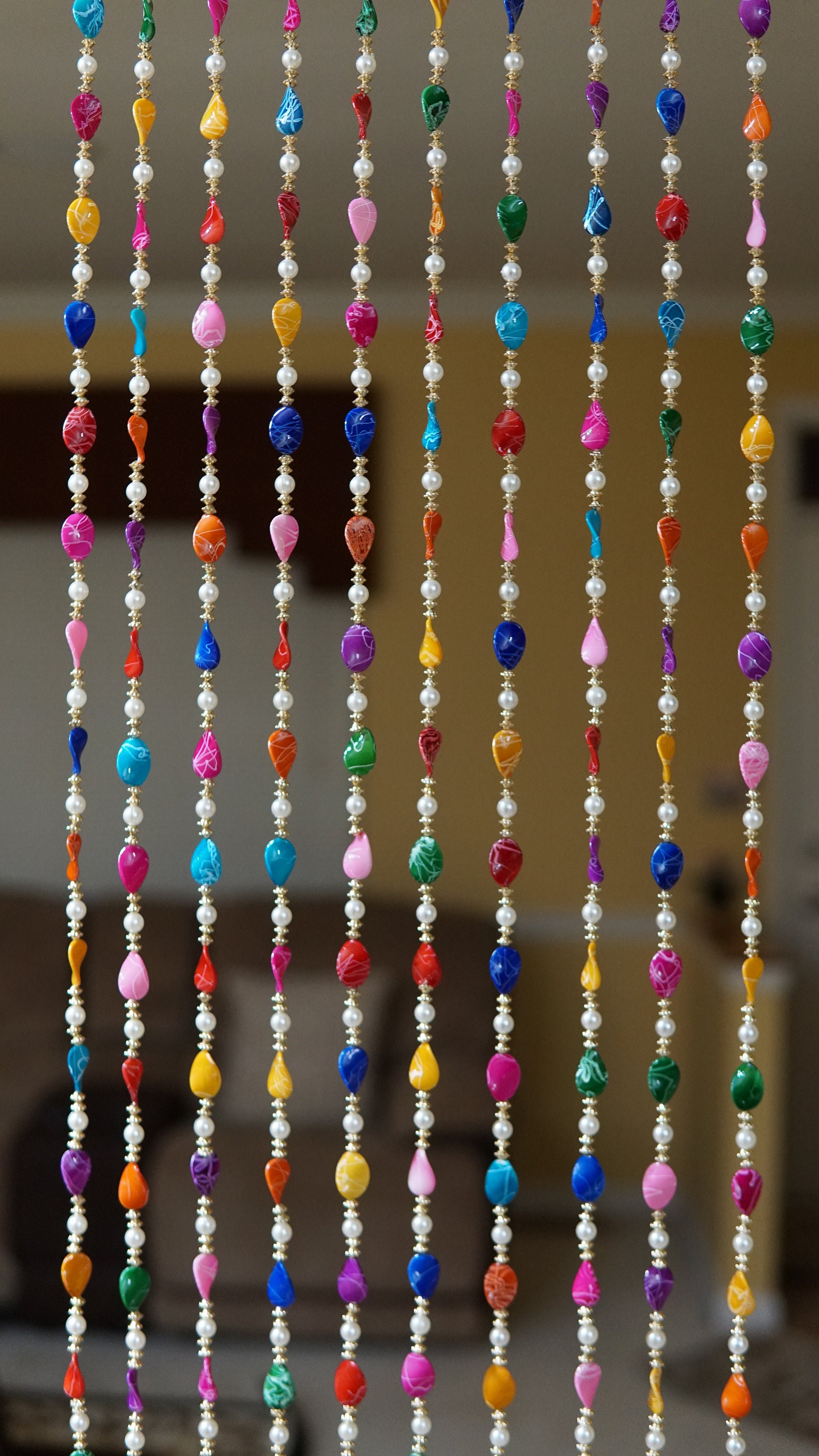5 Ft. 10 PC Set of Colorful Beaded Curtains hippie Window - Etsy