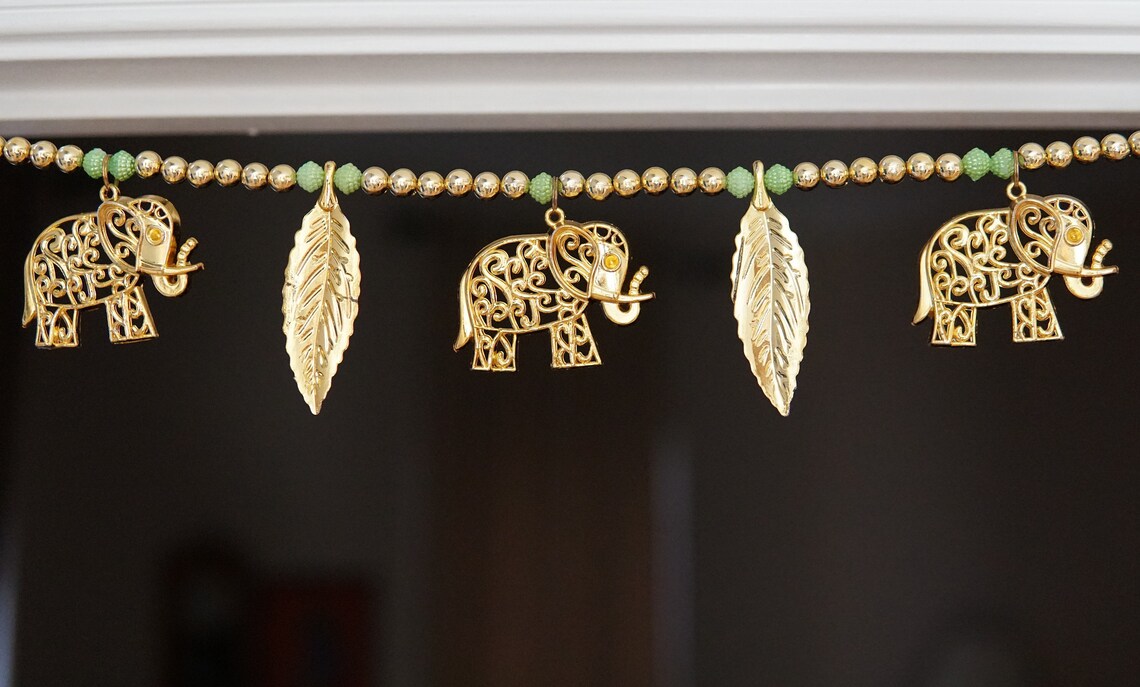 Buy 36 Long Elephant Toran With Gold Leaves Indian Door Online in India ...