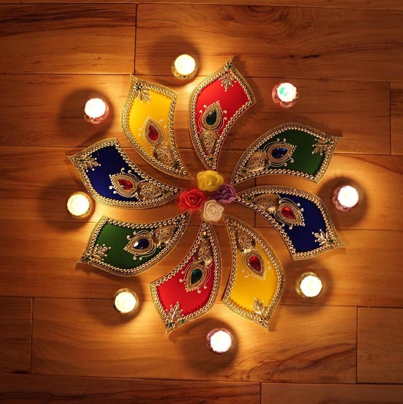 4 PC Hand Painted Clay Diya With Wax Diwali Handmade Diya - Etsy