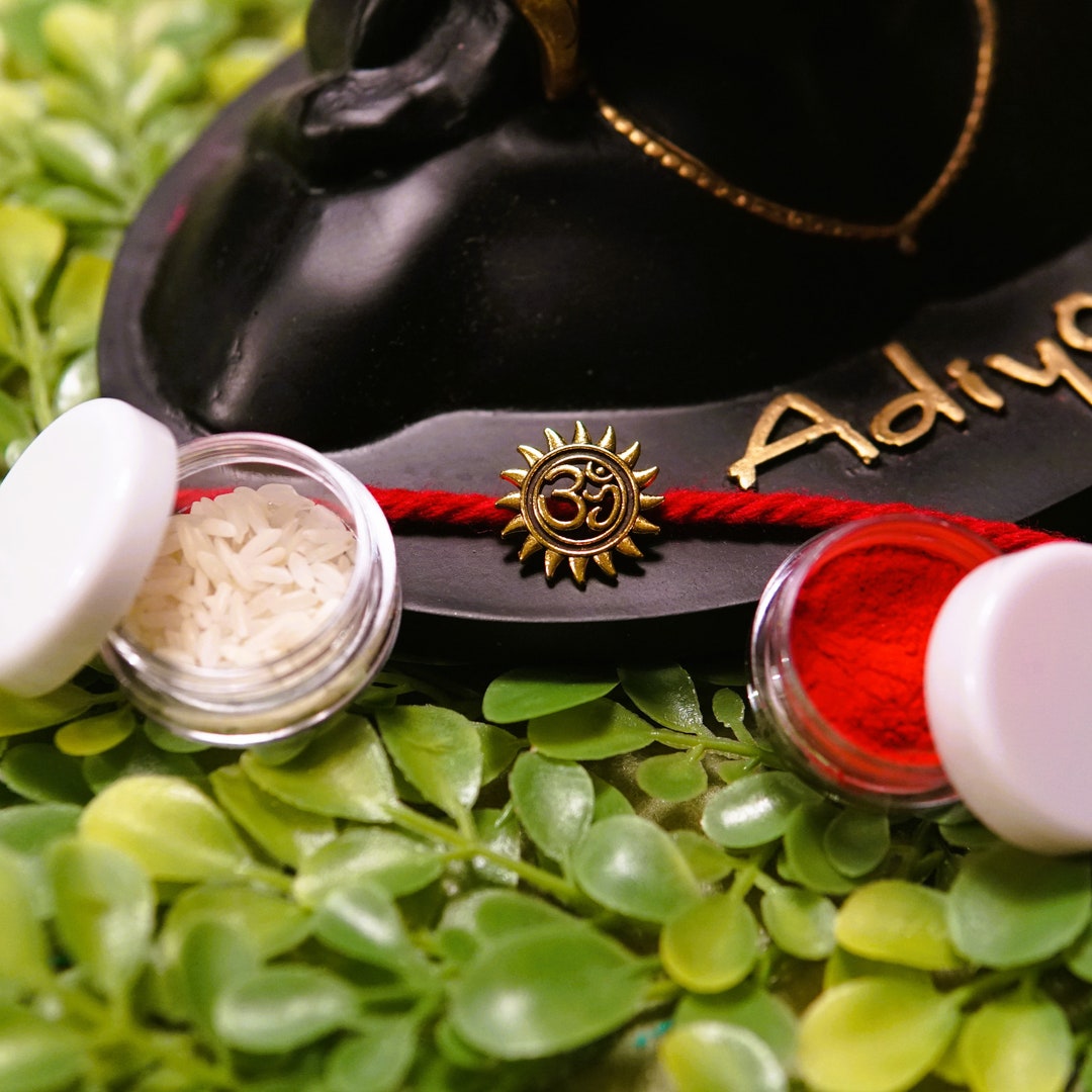 Raksha Bandhan Om Rakhi With Roli Chawal |indian Rakhadi for Kids, Ship ...