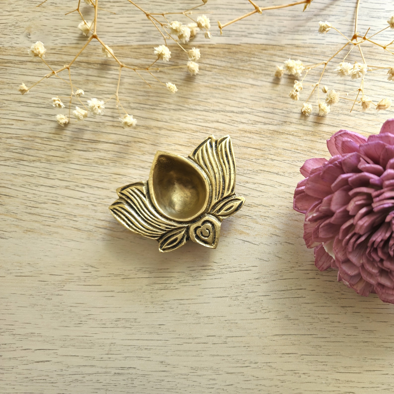 Brass Lotus Oil Lamp | Handmade Indian Diwali Diya - Etsy