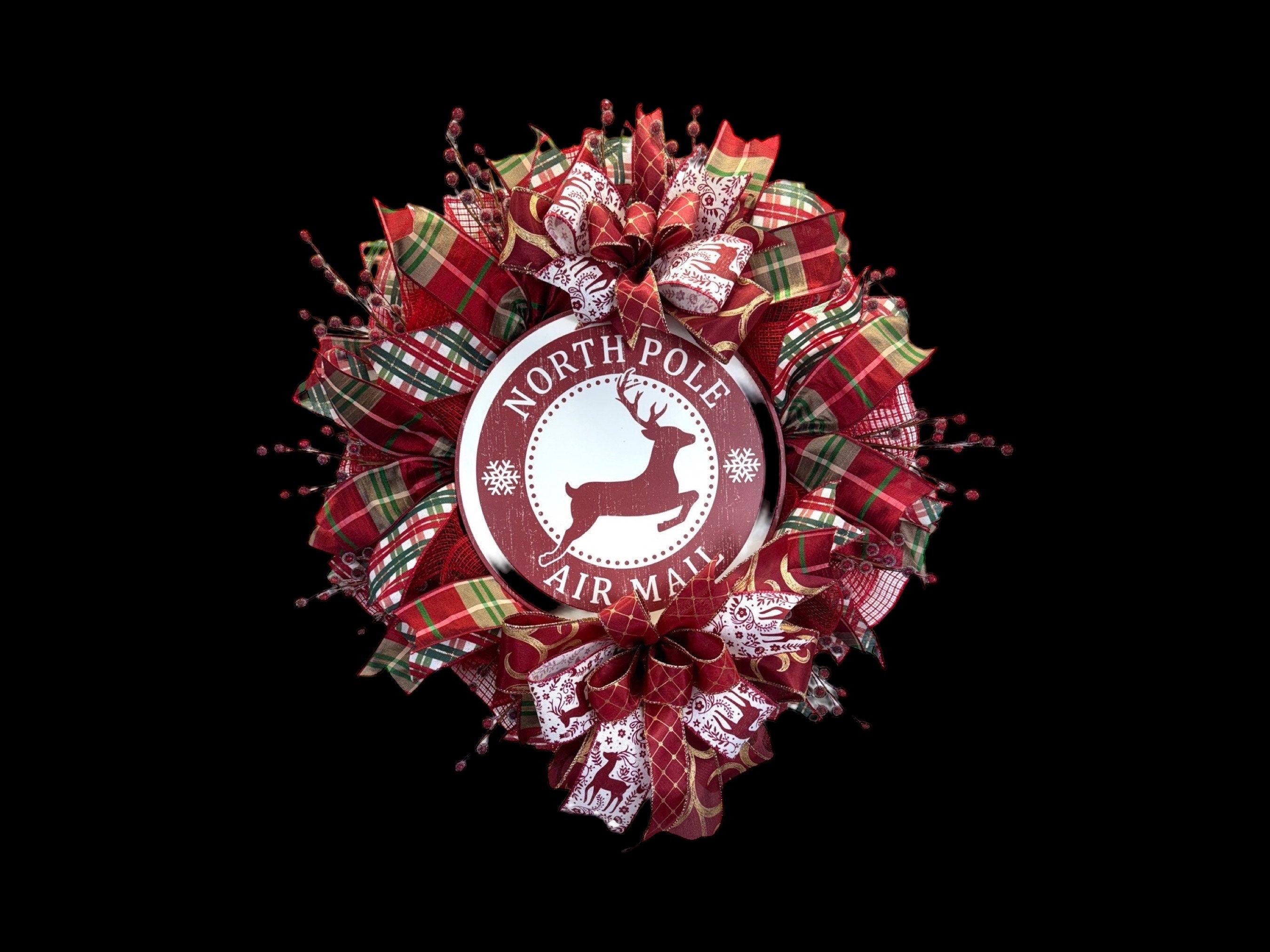 Traditional Christmas Wreath, Winter Reindeer Wreath, Christmas Front ...