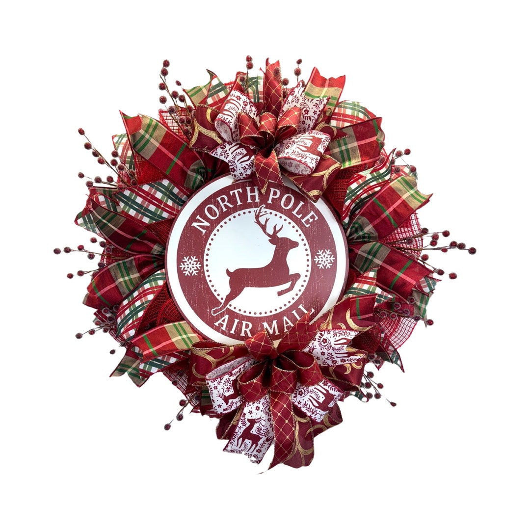 Traditional Christmas Wreath, Winter Reindeer Wreath, Christmas Front ...