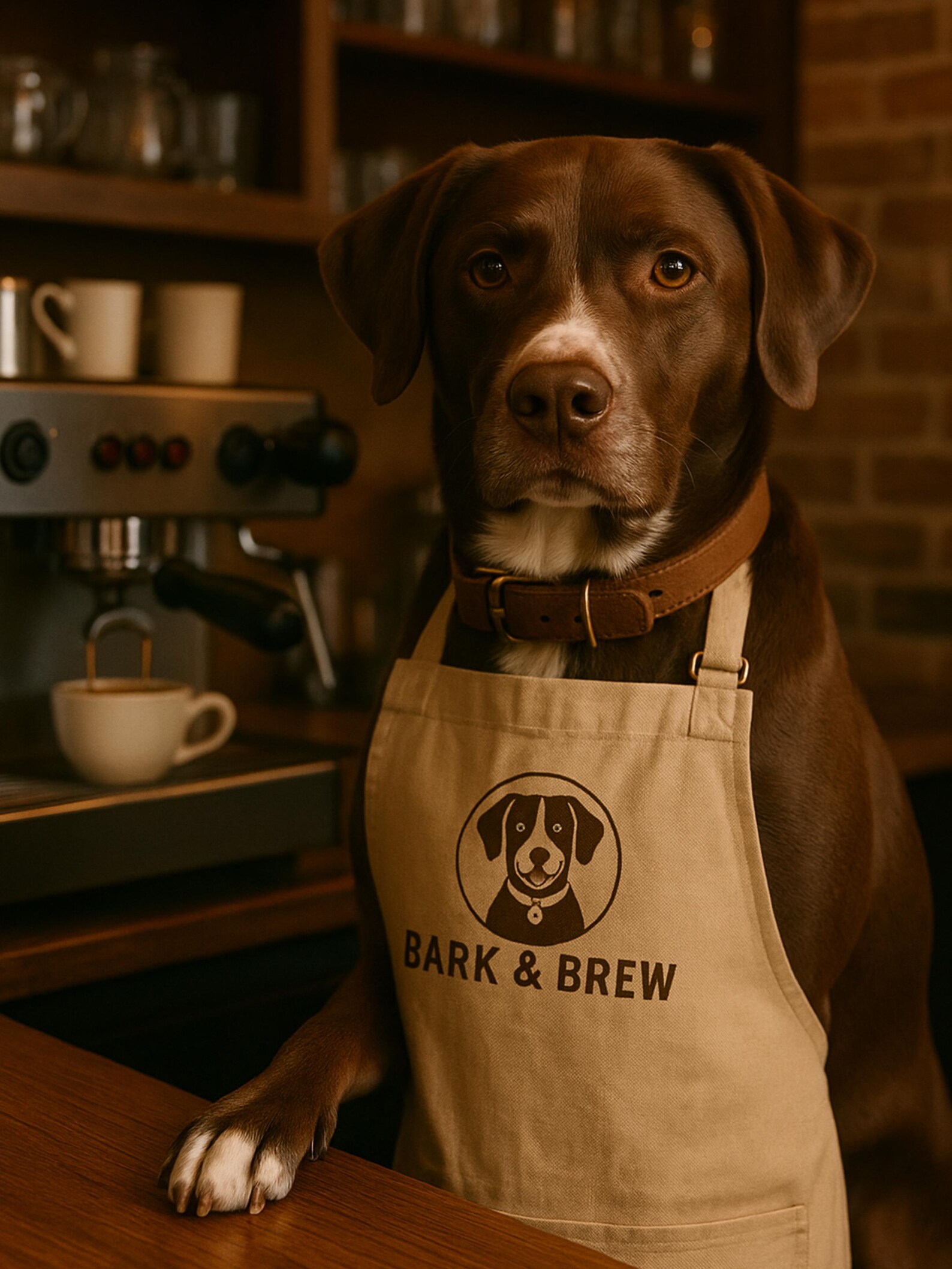 Custom Pet Coffee Shop Portrait • Funny Dog Barista Art (digital) - Etsy