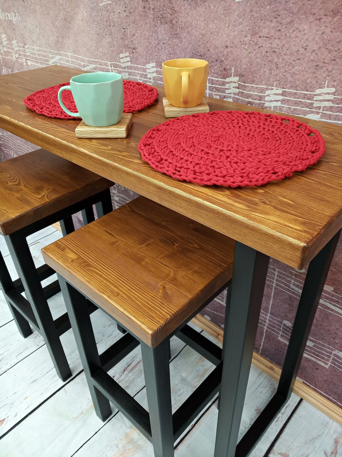 Wooden Breakfast Bar Stool Kitchen Dining Room Solid 100% Wood - Etsy