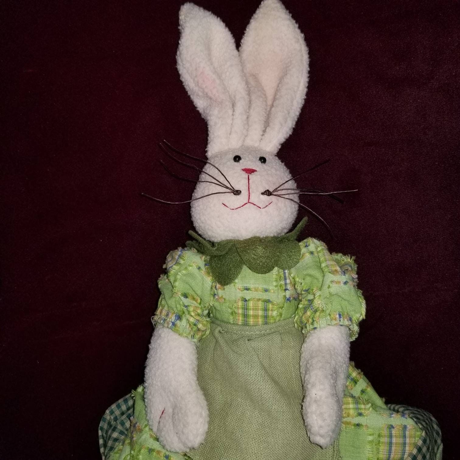 Topsy Turvy Bunny Rabbit Green Country Quilted Dress Primitive Cottage ...