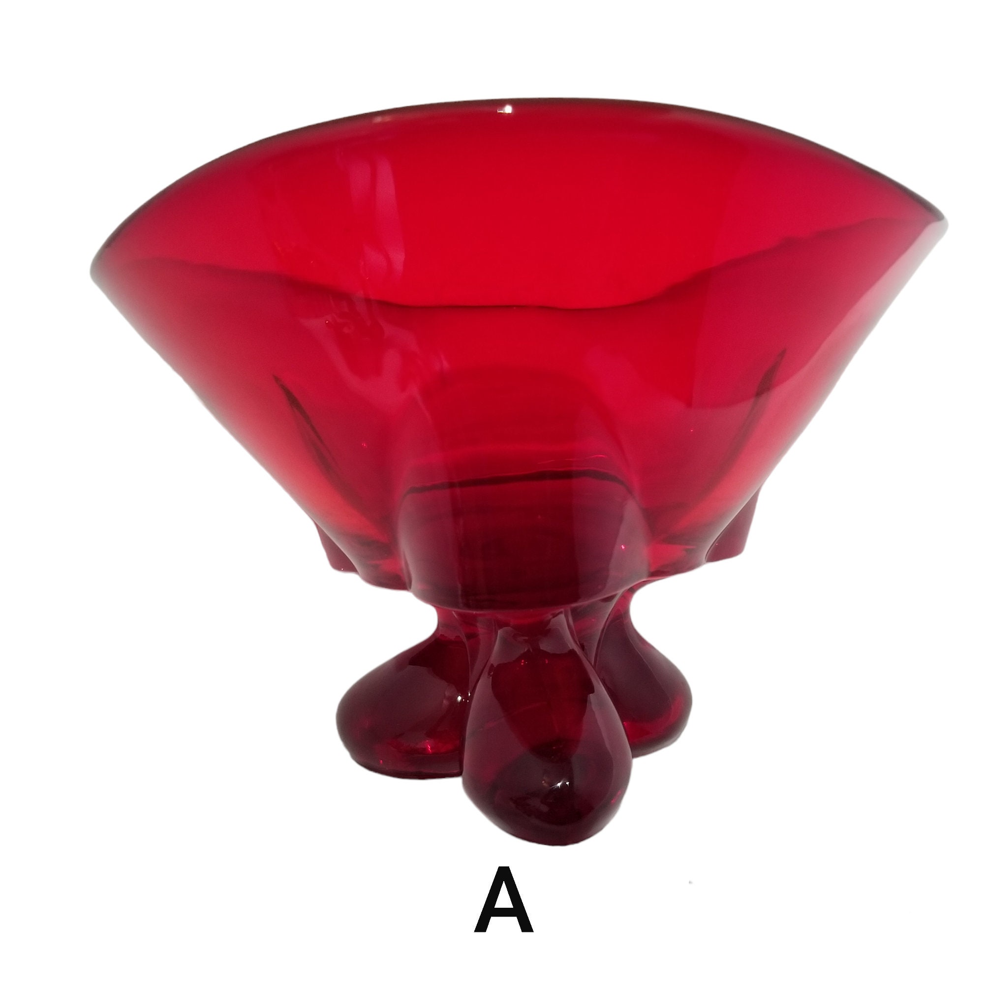 Viking 3 Sided Footed Ruby Red Compote and 3 Josef Originals Pixie Elf ...