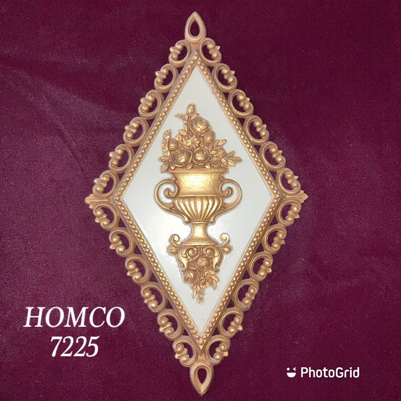 Vintage Set of 4, 1971 HOMCO Syroco Hollywood Regency Diamond Shaped ...