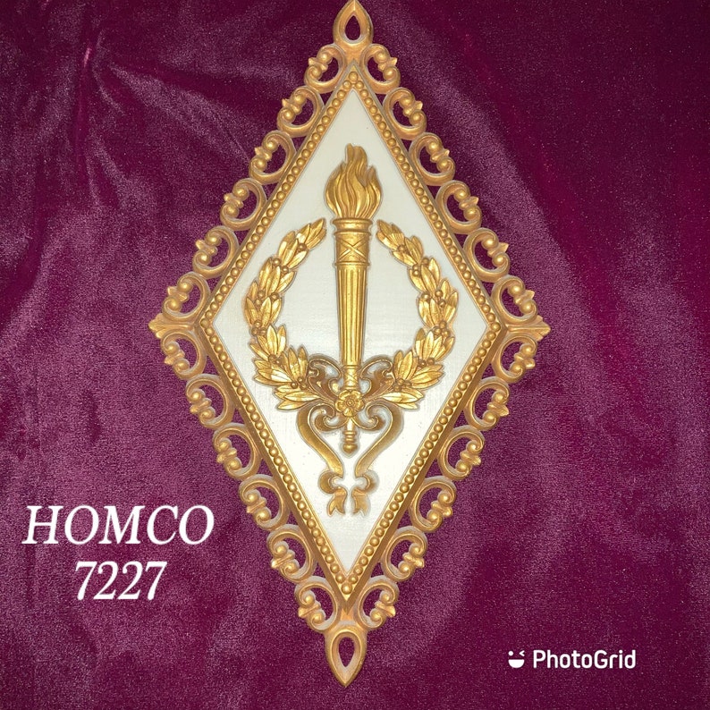 Vintage Set of 4, 1971 HOMCO Syroco Hollywood Regency Diamond Shaped ...