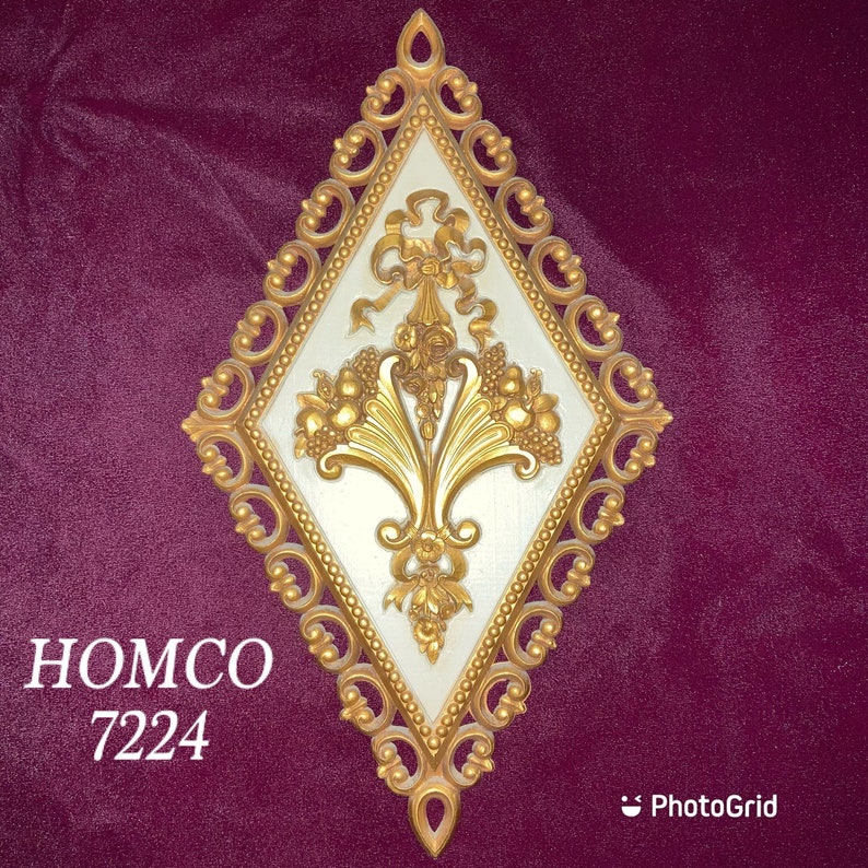 Vintage Set of 4, 1971 HOMCO Syroco Hollywood Regency Diamond Shaped ...