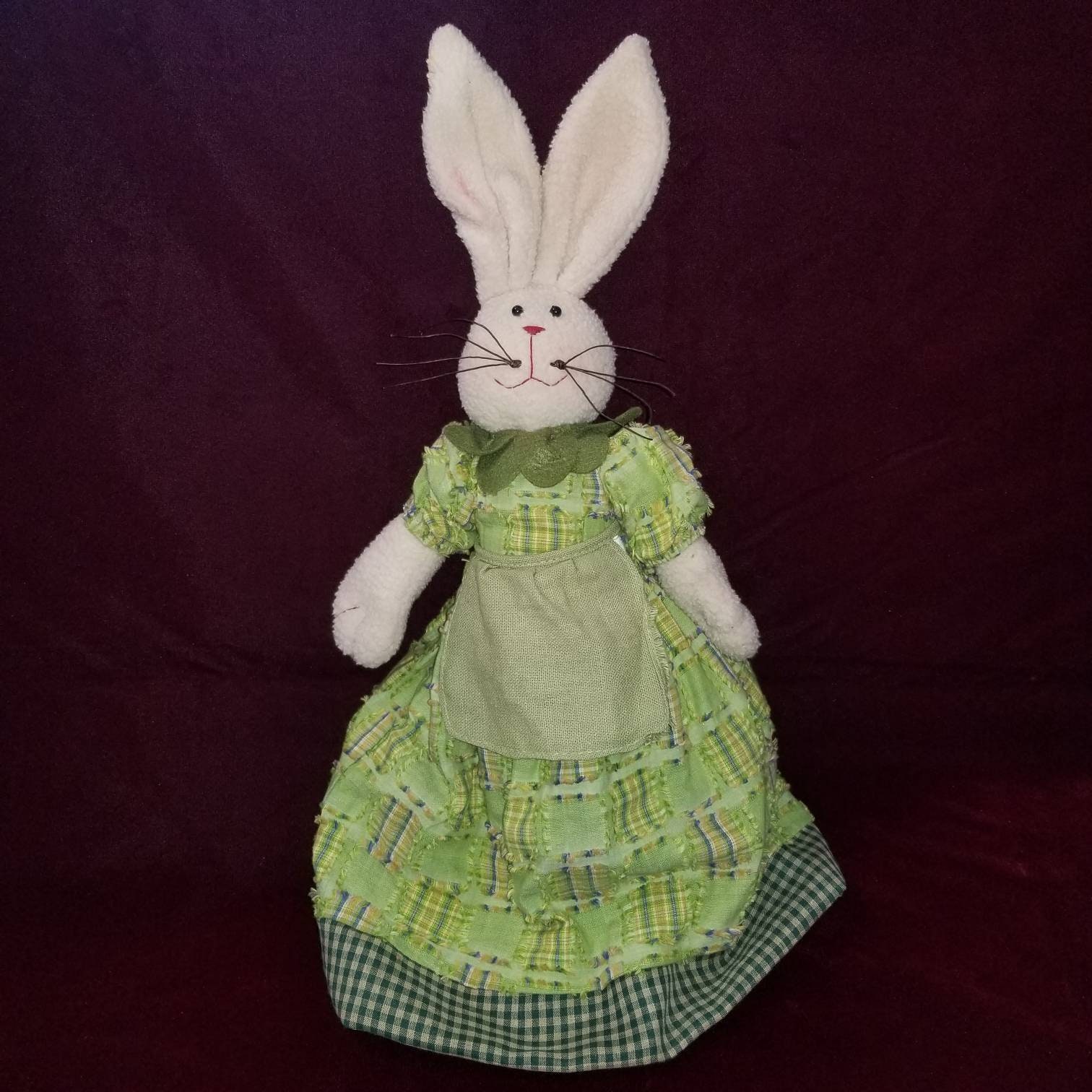 Topsy Turvy Bunny Rabbit Green Country Quilted Dress Primitive Cottage ...