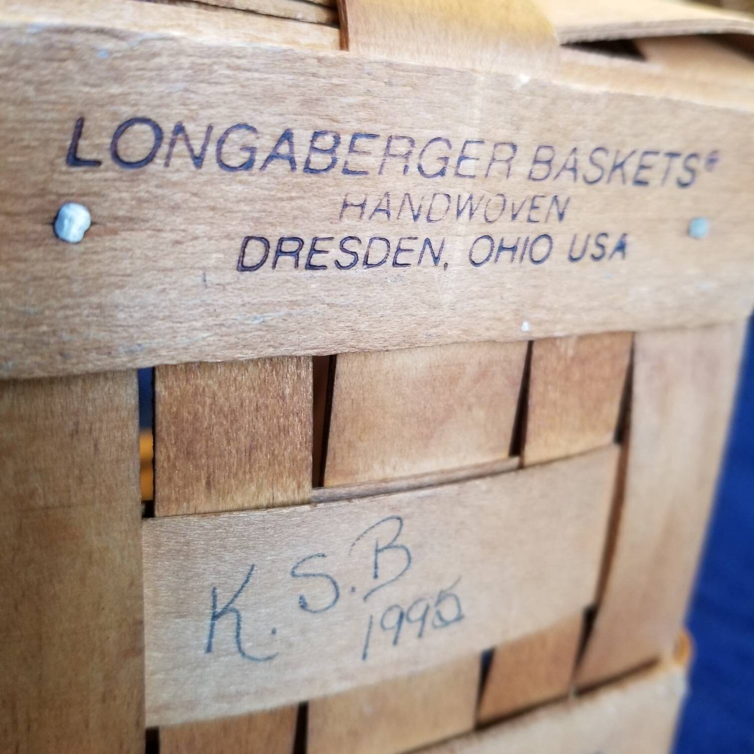 Vintage Handwoven Longaberger Basket 1995 Signed With Initials KSB - Etsy