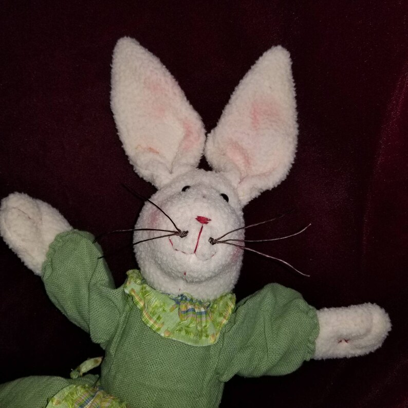 Topsy Turvy Bunny Rabbit Green Country Quilted Dress Primitive Cottage ...