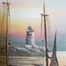 Vintage Max Savy Original Oil Painting of Lighthouse and Sailboats ...