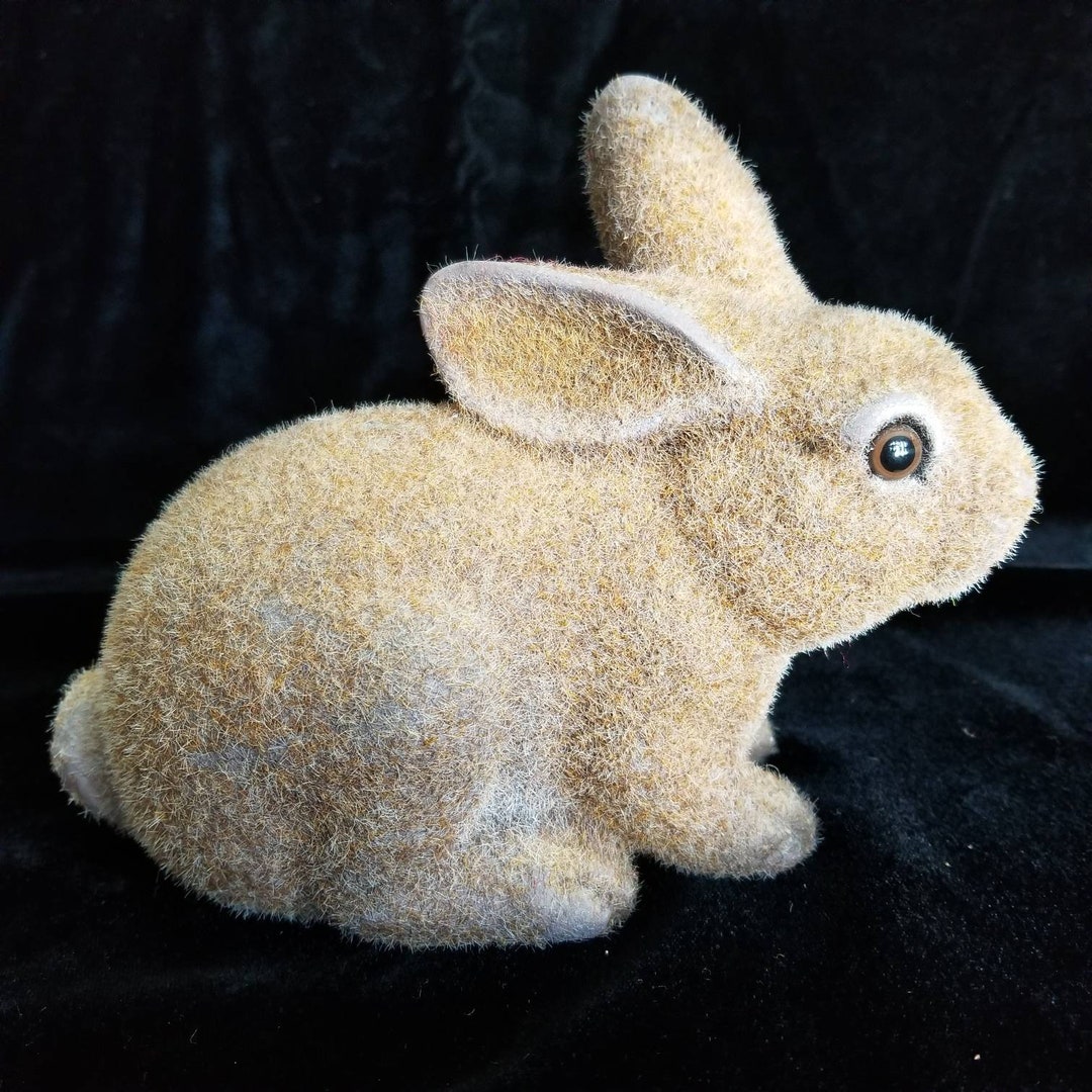 Vintage Brown Flocked Bunny Rabbit Bank Made in Japan - Etsy