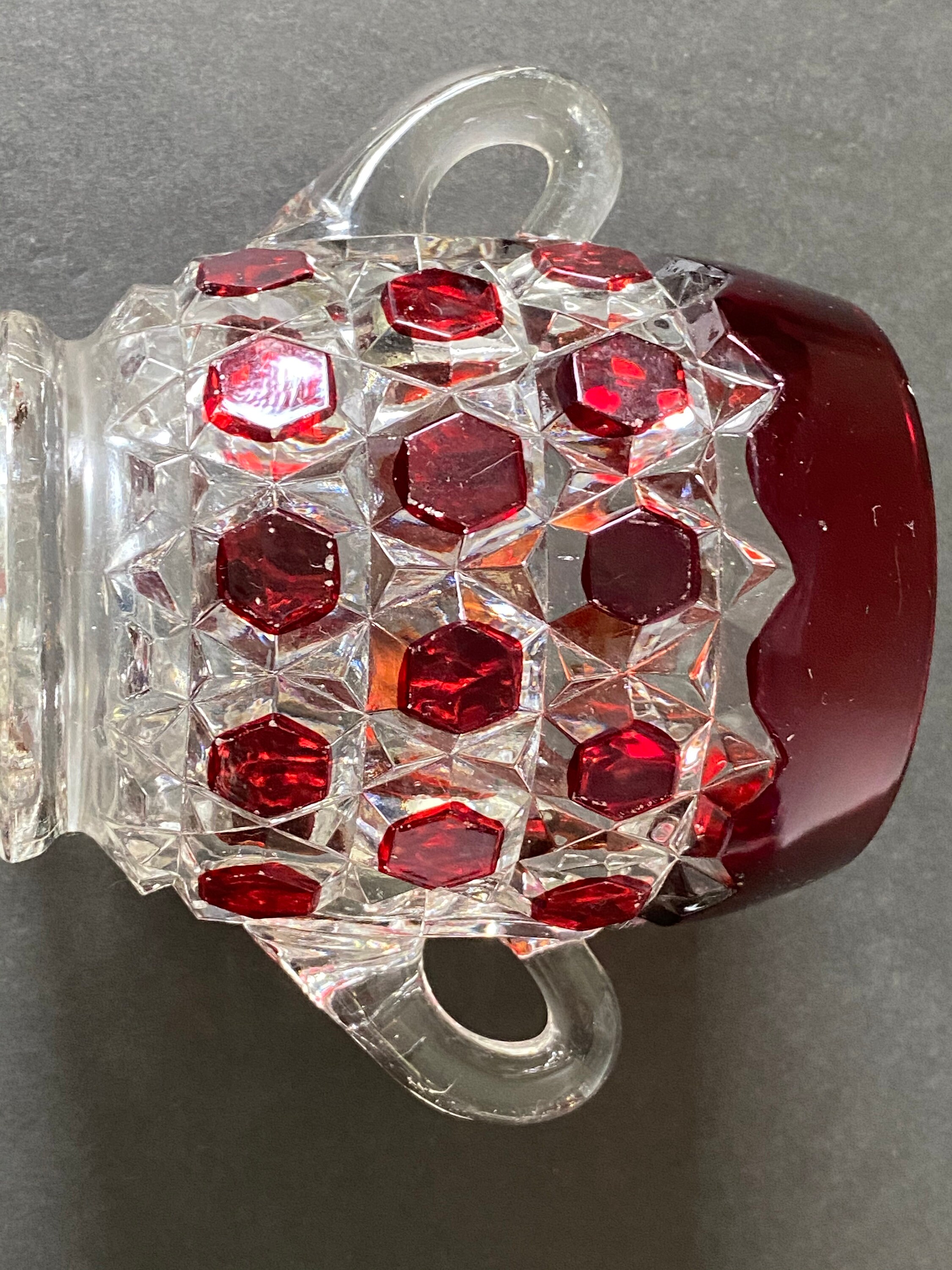 Late 1800s EAPG Ruby Stained Flash Glass Spooner/Open Sugar | Etsy