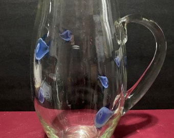 Clear Glass Pitcher With Blue Fish - Etsy