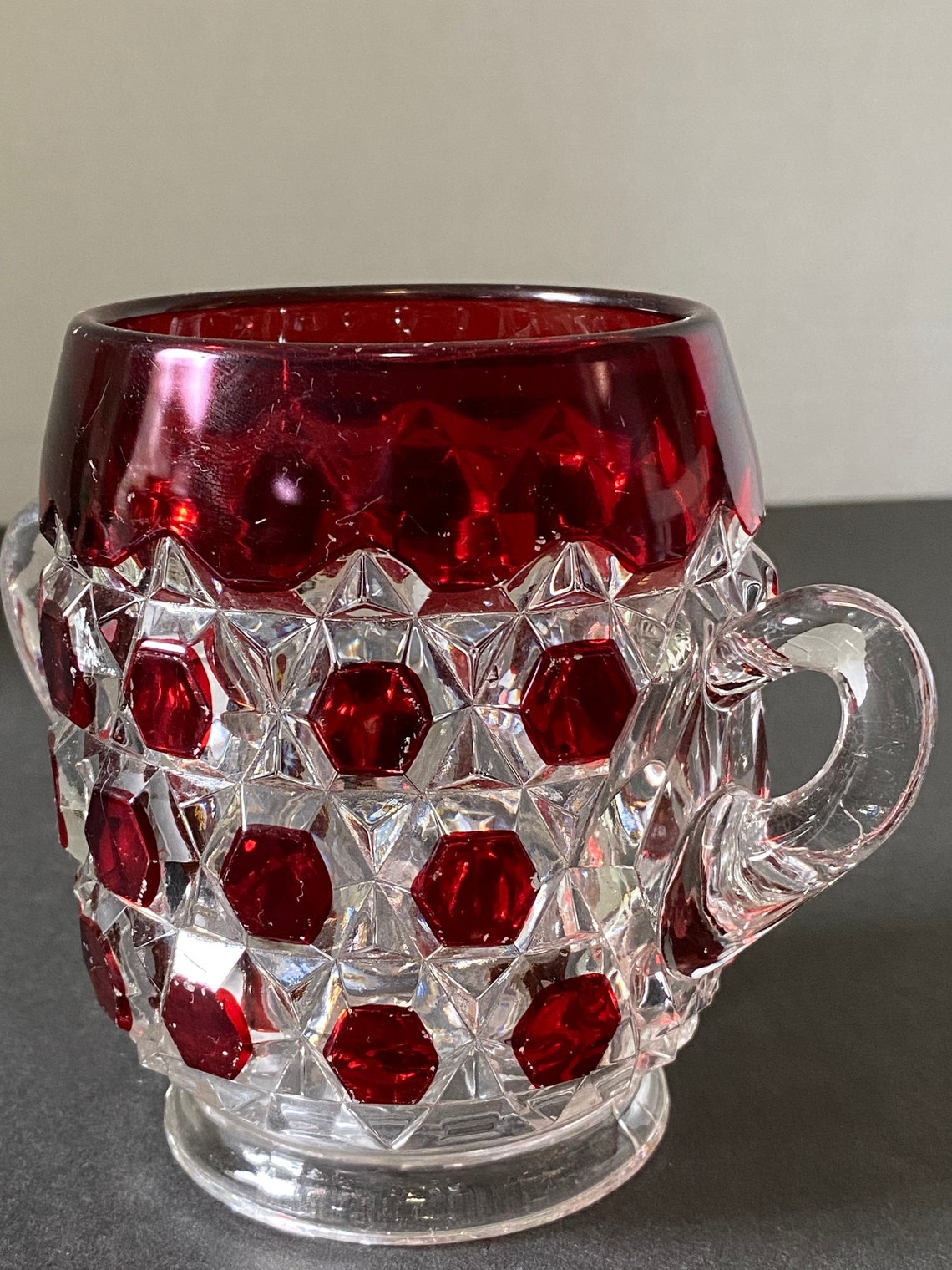 Late 1800s EAPG Ruby Stained Flash Glass Spooner/Open Sugar | Etsy