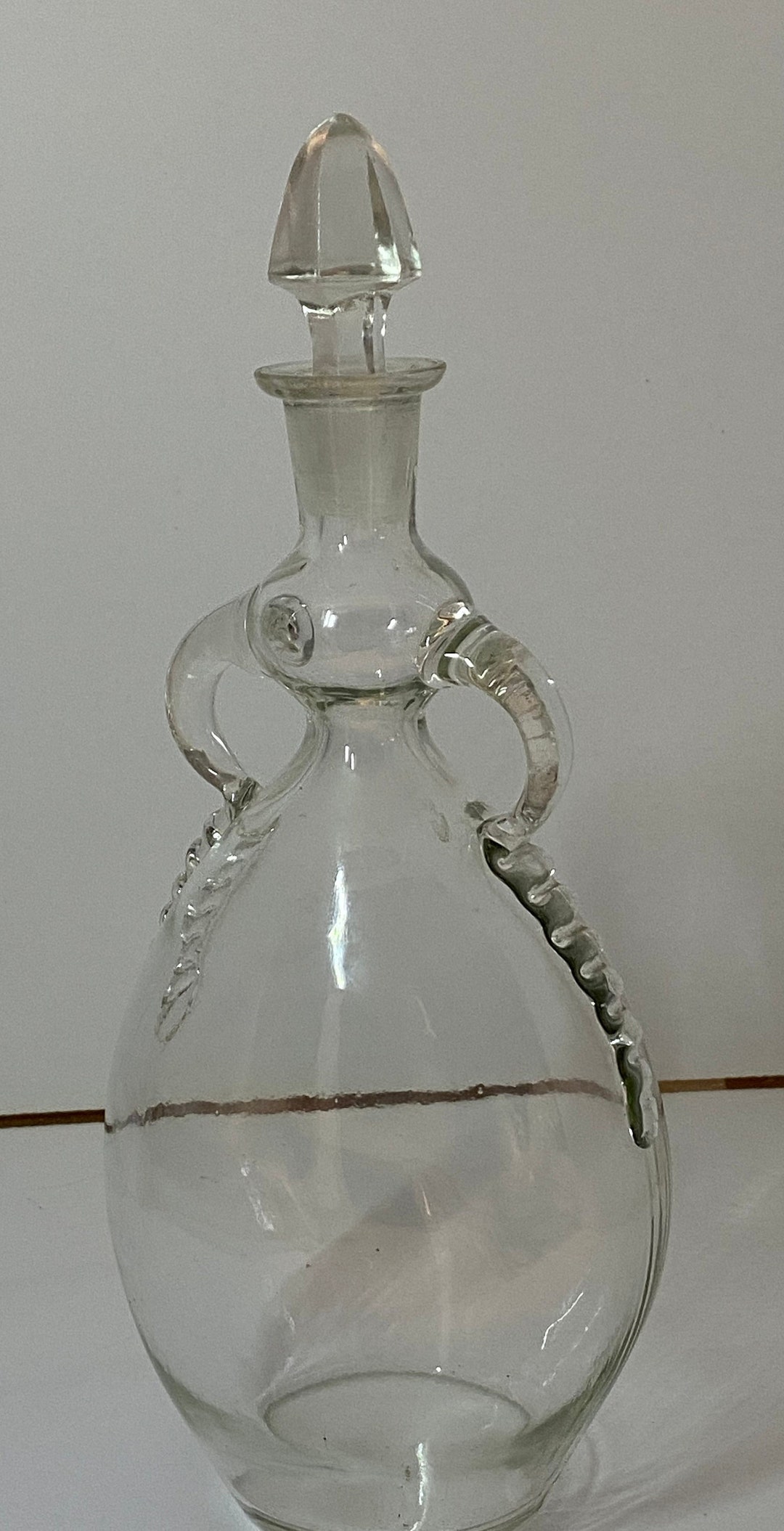 Double Handled Clear Glass Decanter With Ripple Design on Sides - Etsy