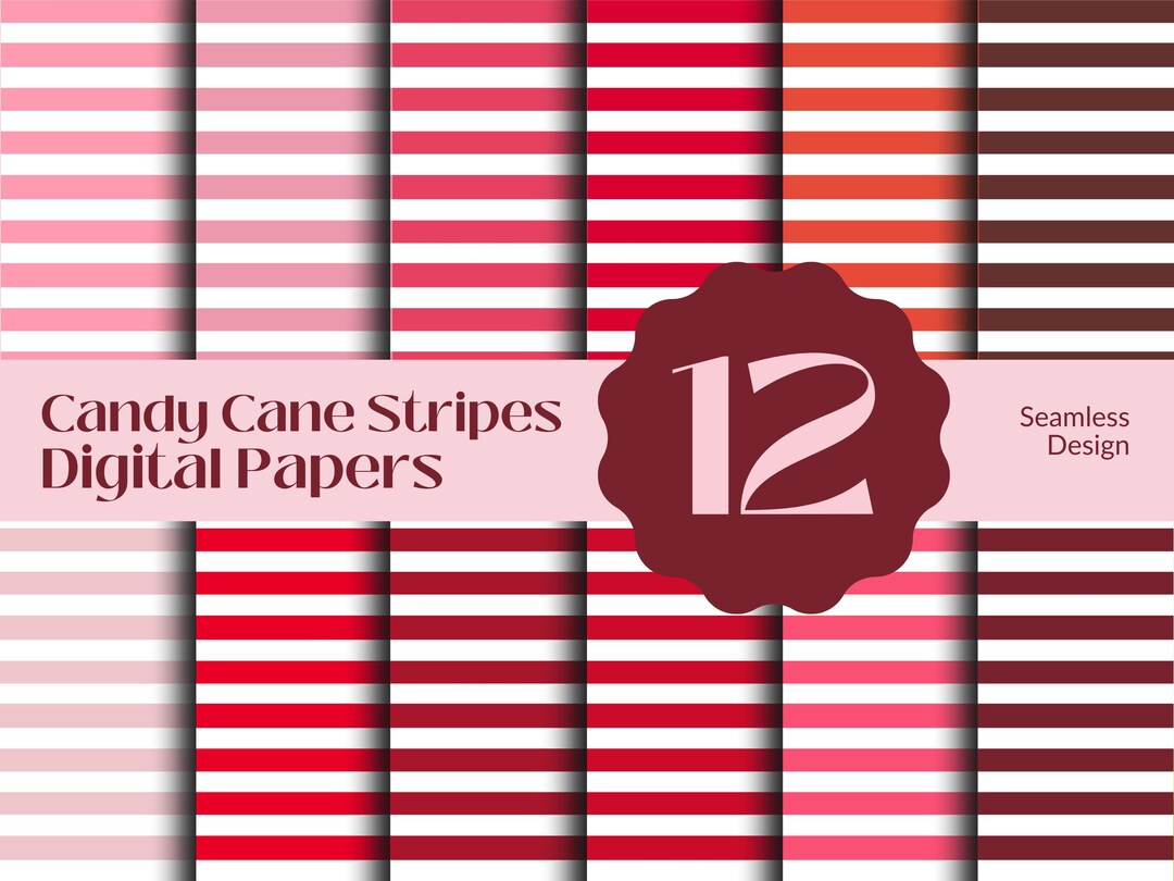 Candy Cane Stripes Digital Paper Pack - Seamless Design - Etsy
