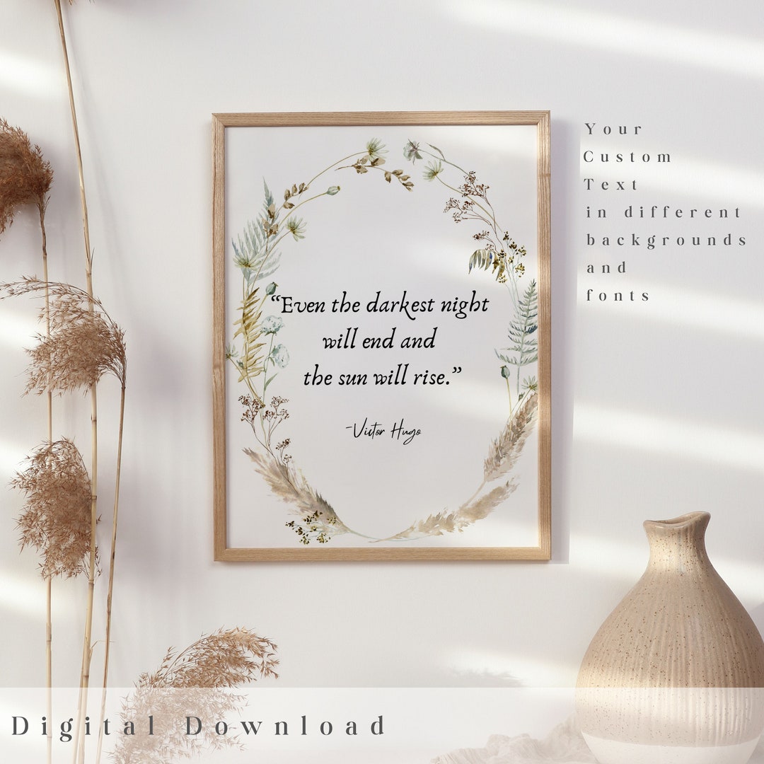Custom Quote Poster: Personalized Text Print, Floral Wreath (digital ...