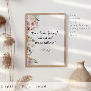 Floral Custom Text - Book Quote Wall Art - Etsy