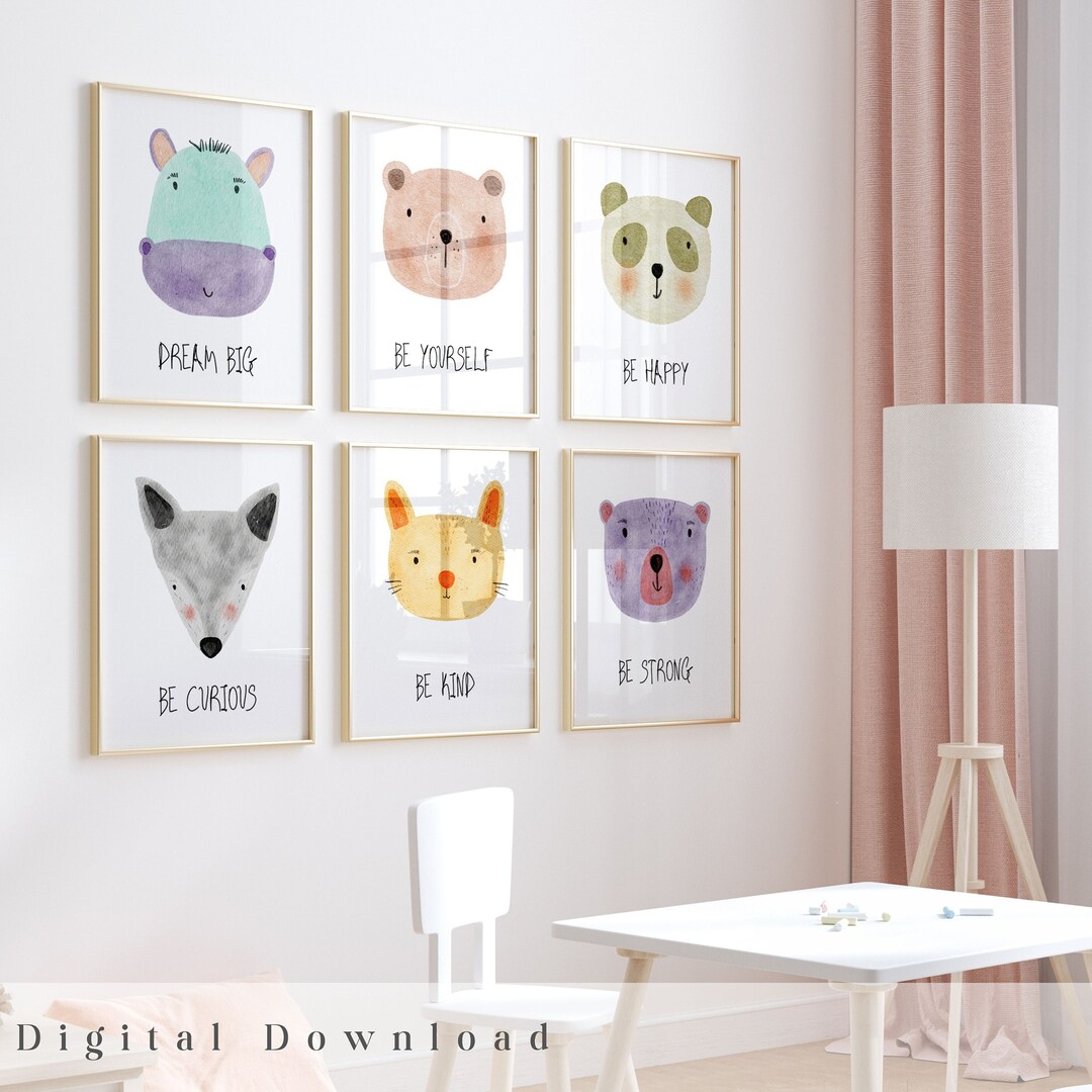 Safari Animal Poster | Brave Quote Nursery | Dream Big Sign | Be Kind ...