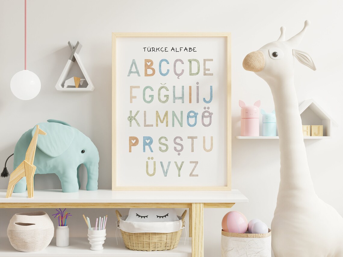 Turkish Alphabet Numbers Print Alphabet Poster - Etsy