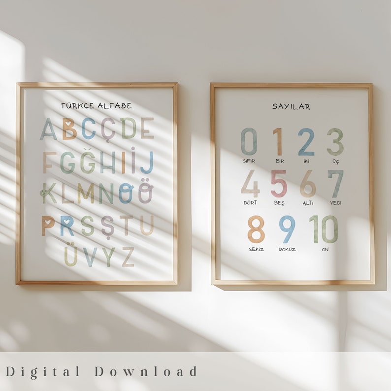 Turkish Alphabet | Numbers Print | Alphabet Poster - Etsy