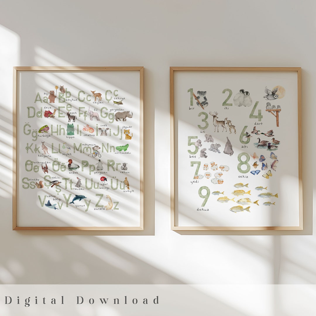 Turkish Alphabet & Numbers Print: Educational Nursery Decor (digital ...