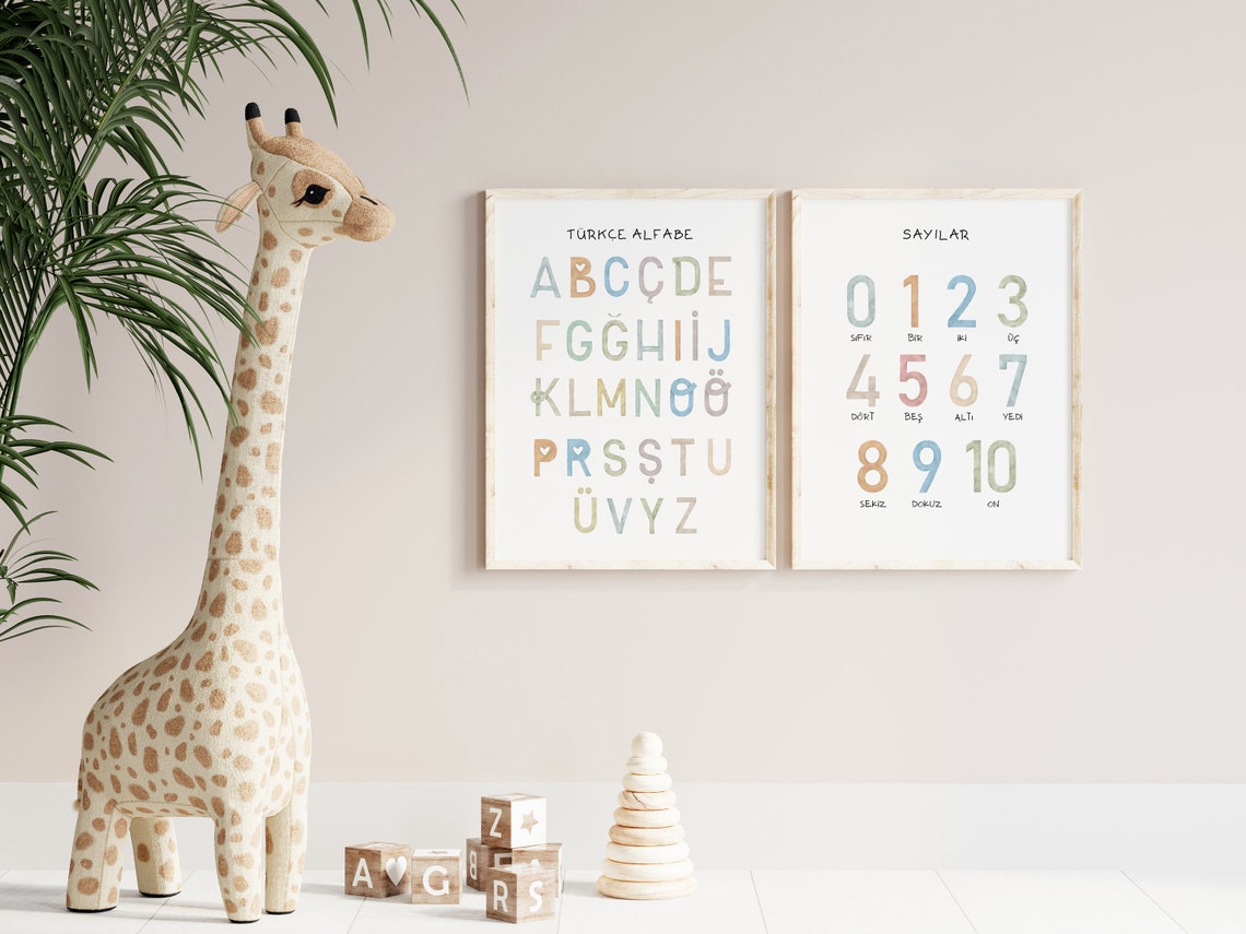 Turkish Alphabet Numbers Print Alphabet Poster - Etsy