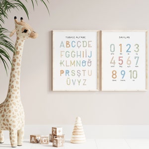 Turkish Alphabet | Numbers Print | Alphabet Poster - Etsy