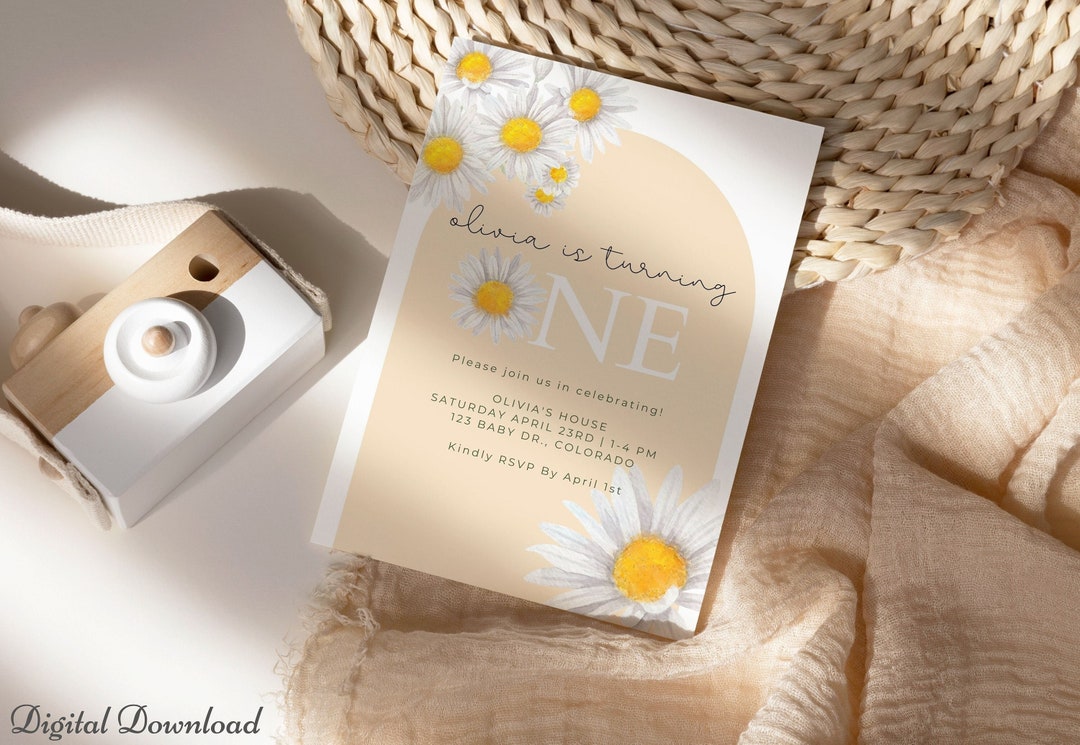 Daisy 1st Birthday Invitation Daisy Birthday Party Daisy - Etsy