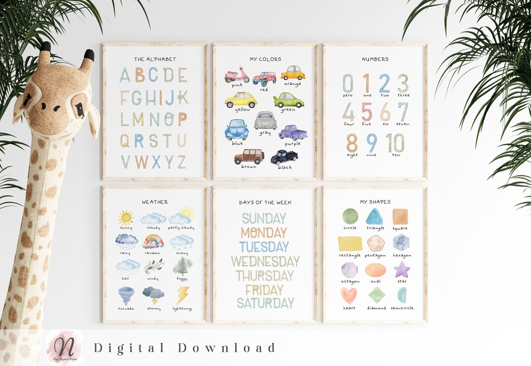 Numbers Print | Alphabet Poster | Printable Shapes | Homeschool Room ...