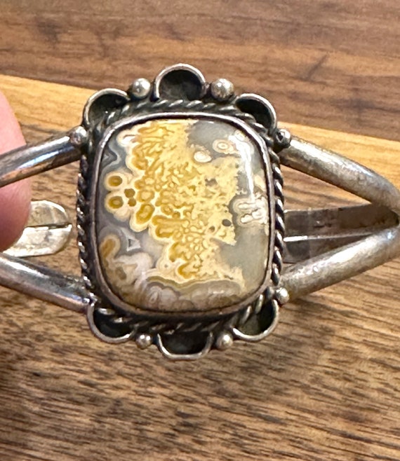 Native American Navajo Sterling Lace Agate Cuff /Nava… - Gem