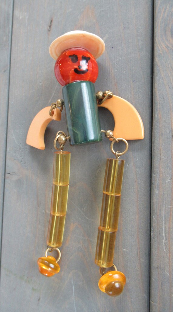 ON SALE - Vintage Articulated Figural Jointed Man Pin… - Gem