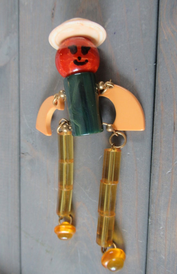 ON SALE - Vintage Articulated Figural Jointed Man Pin… - Gem
