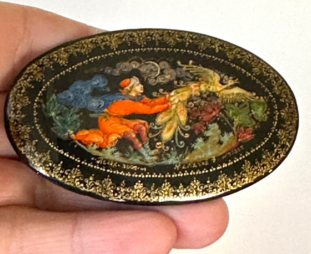 Vintage Russian Hand-painted Brooch / Rare Russian Brooch / Numbered ...